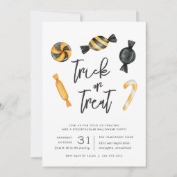 Classic Candy Trick or Treat Halloween Party Invitation | Zazzle