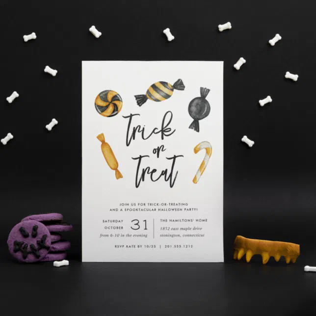 Classic Candy Trick or Treat Halloween Party Invitation | Zazzle