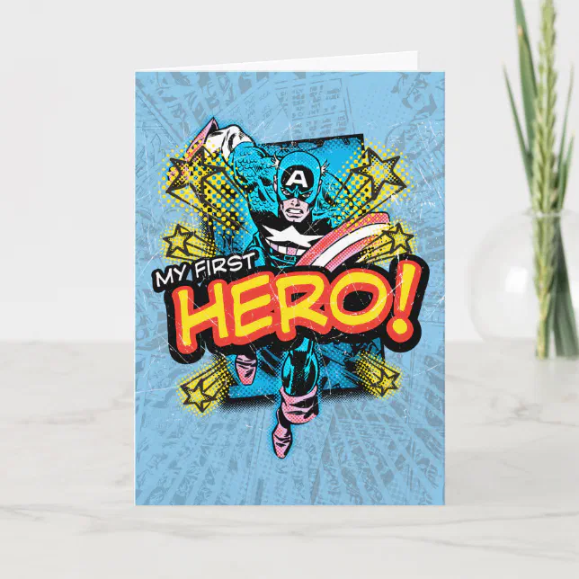 Classic Captain America "My First Hero!" Card | Zazzle