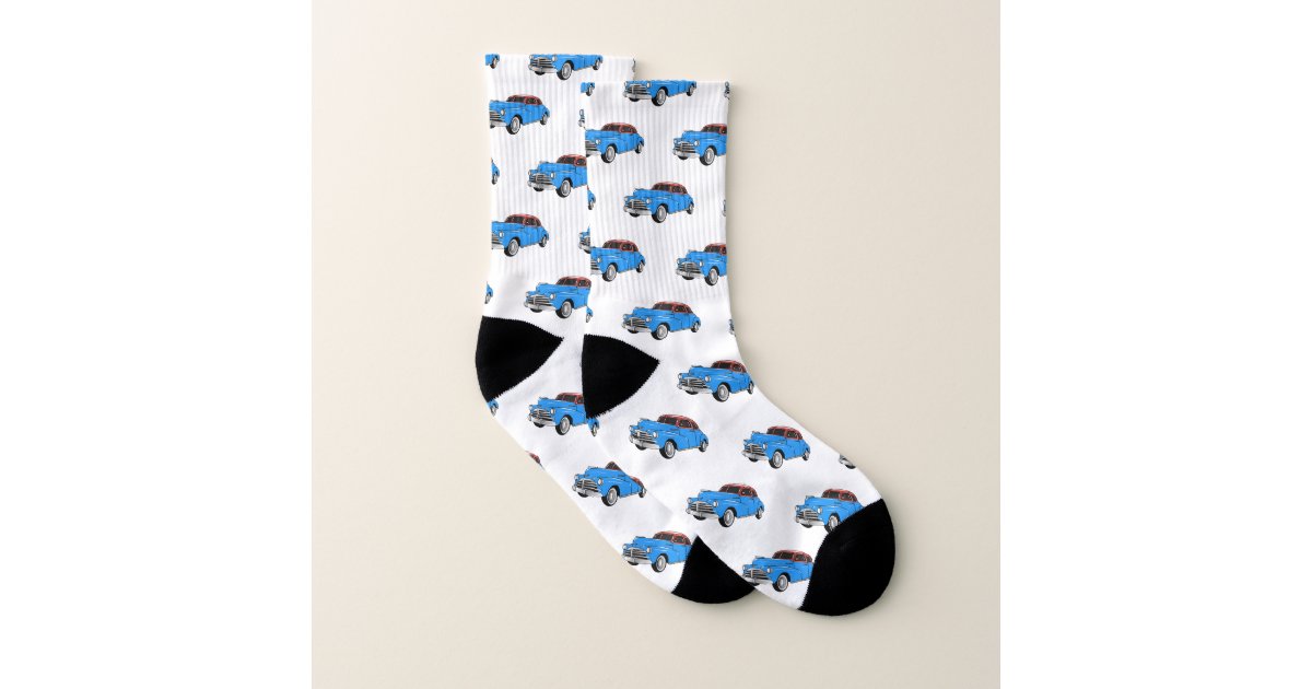 Classic car 1948 cartoon illustration socks | Zazzle
