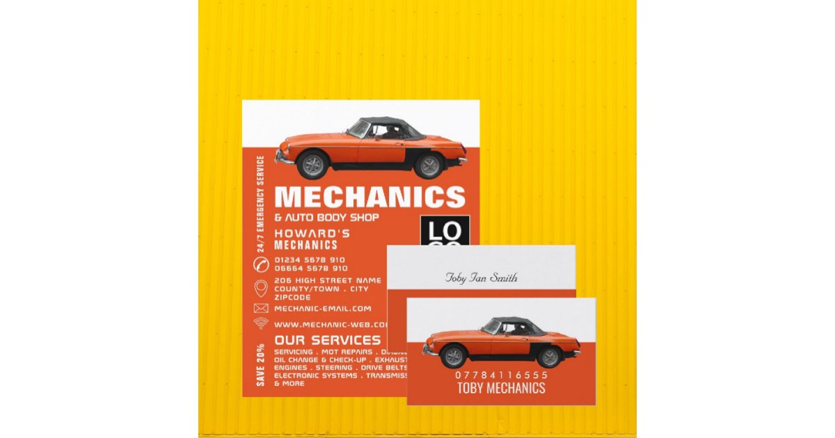 Classic Car, Auto Mechanic & Repairs Advertising Flyer | Zazzle
