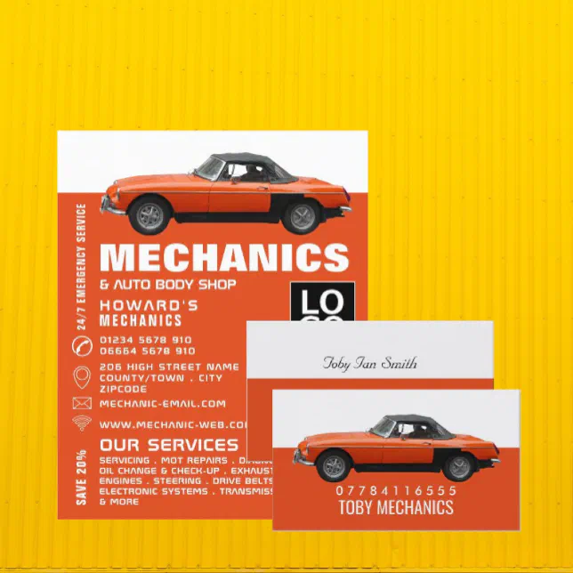 Classic Car, Auto Mechanic & Repairs Advertising Flyer | Zazzle