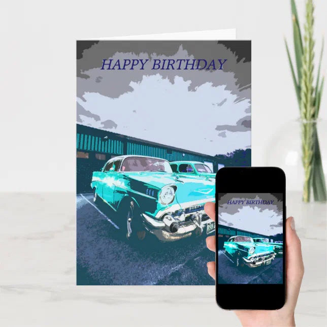Classic Car Birthday Greeting Card | Zazzle