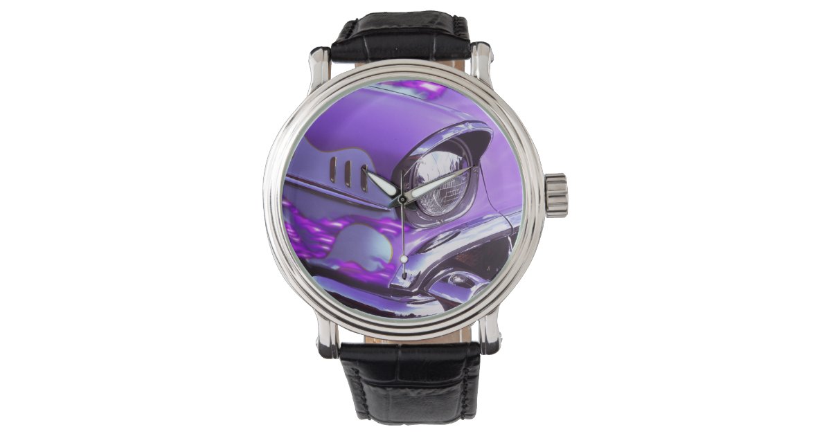 Classic car: Chevrolet with flaming hood Watch | Zazzle