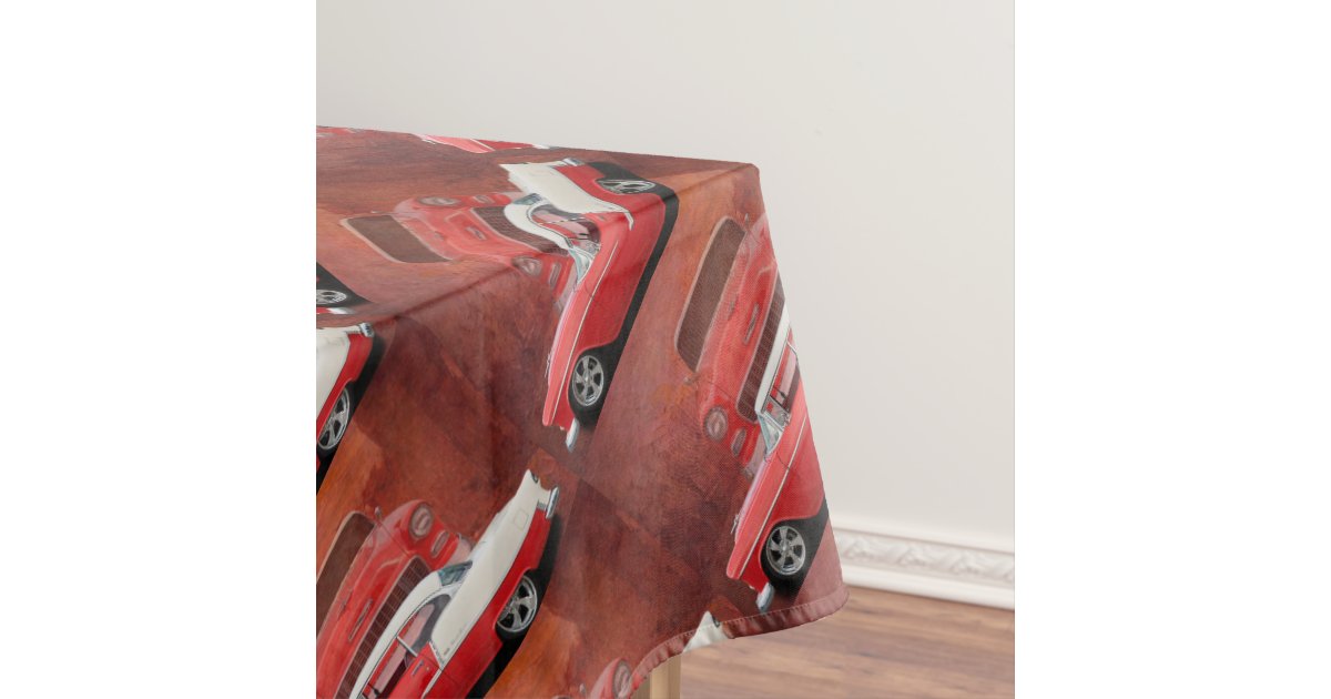 Classic Car Chevy Bel Air Red White Vintage Dodge Tablecloth | Zazzle