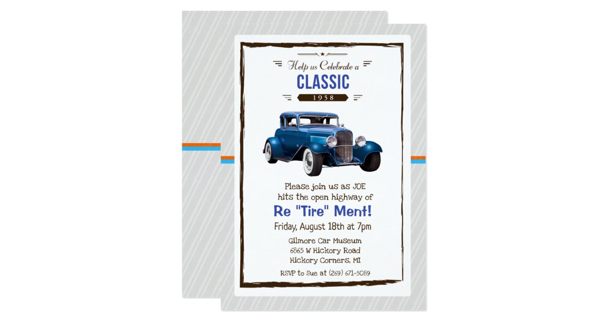 Classic Car Retirement Invitation | Zazzle.com