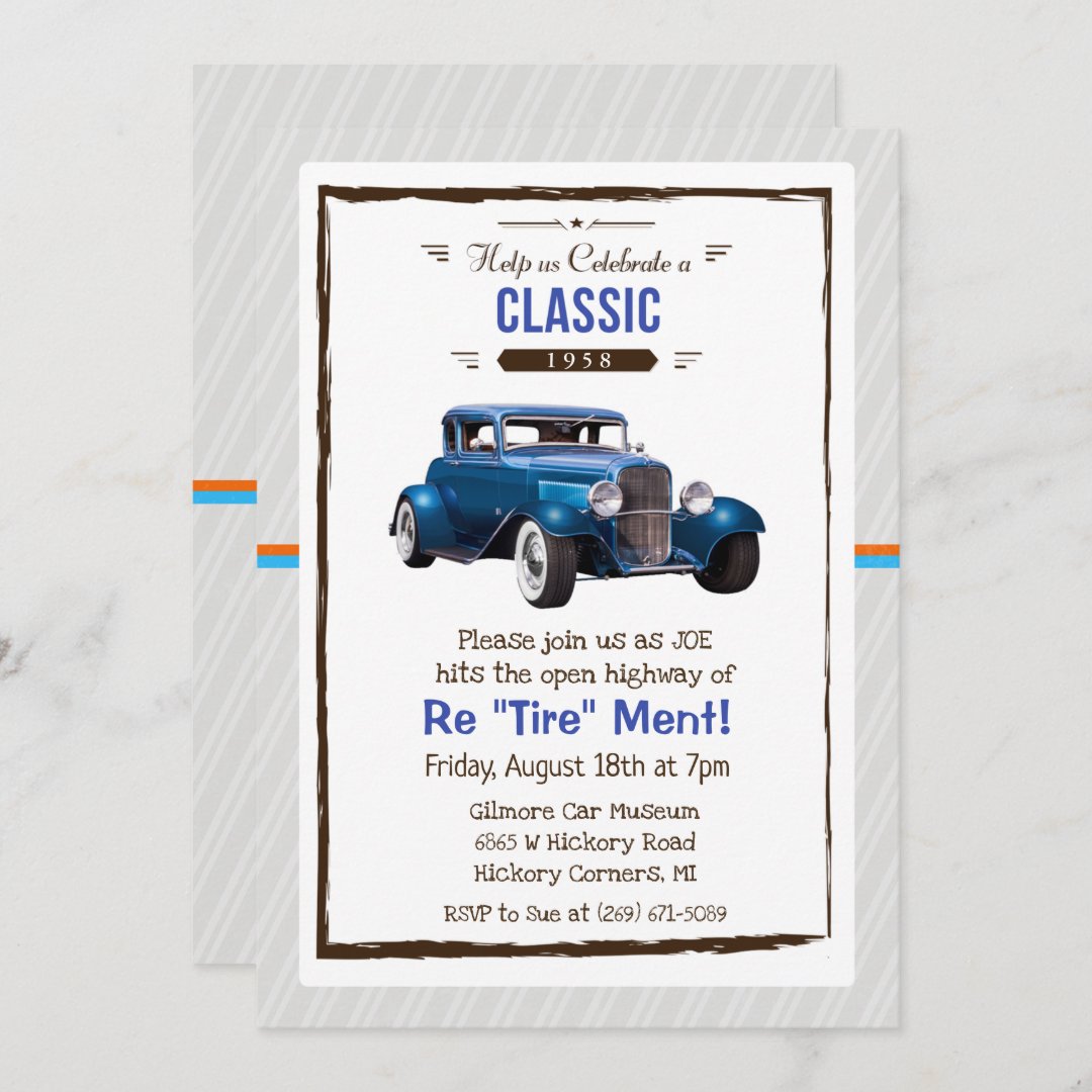 Classic Car Retirement Invitation | Zazzle