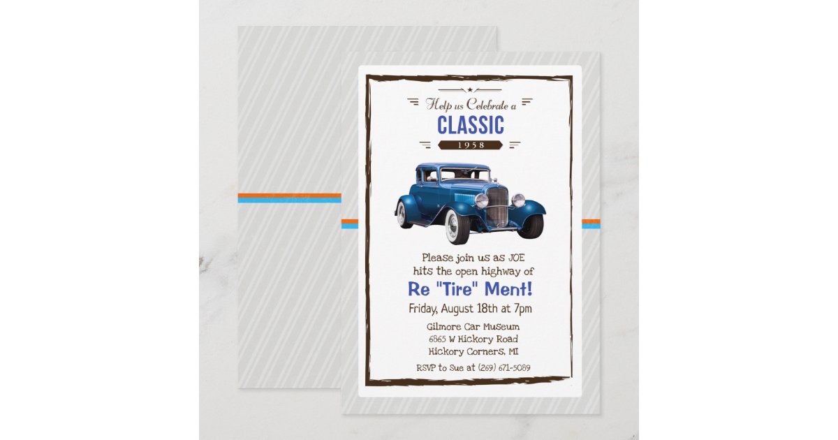 Classic Car Retirement Invitation | Zazzle