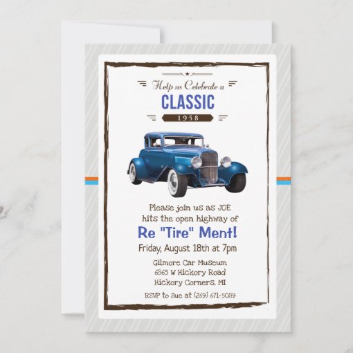 Classic Car Retirement Invitation | Zazzle