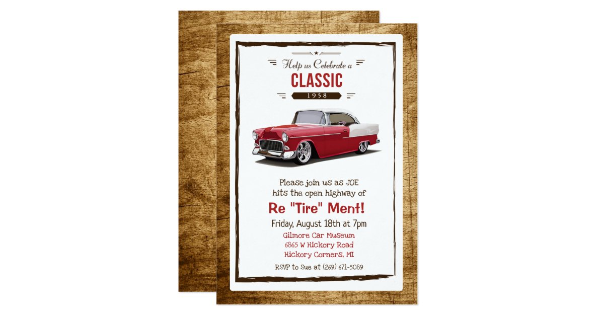 Classic Car Retro Retirement Invitation | Zazzle.com