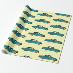 Classic Car Retro Vintage 1950 Nostalgic Old Wrapping Paper | Zazzle