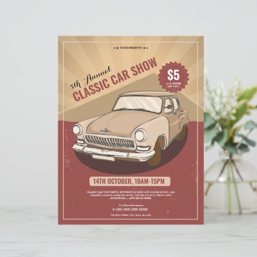 Classic Car Show Flyer Template | Zazzle