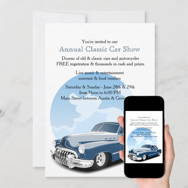 Classic Car Show Invitation | Zazzle
