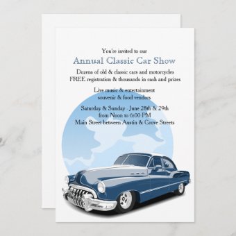 Classic Car Show Invitation | Zazzle