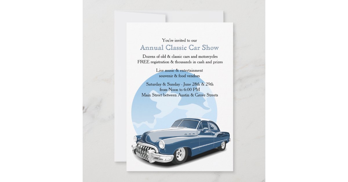 Classic Car Show Invitation | Zazzle