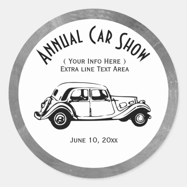 Classic Car Show Stickers Double Line Customize | Zazzle