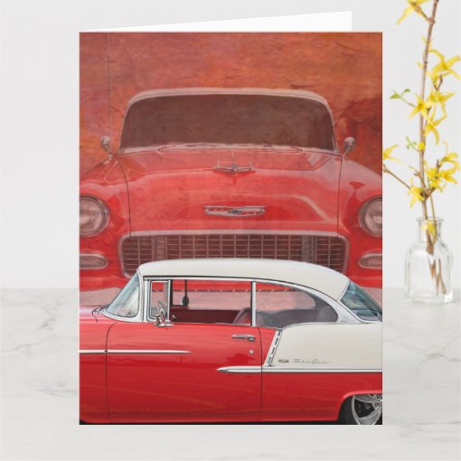 Classic Cars Chevy Bel Air Dodge Red White Vintage Card | Zazzle