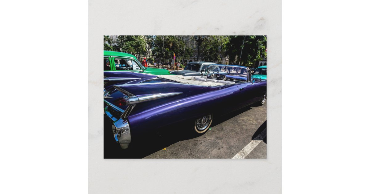 Classic Cars of Cuba Purple Convertible Postcard | Zazzle