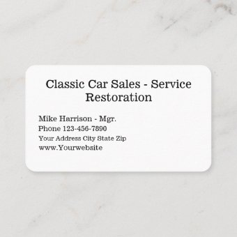 Classic Cars Theme Business Card | Zazzle