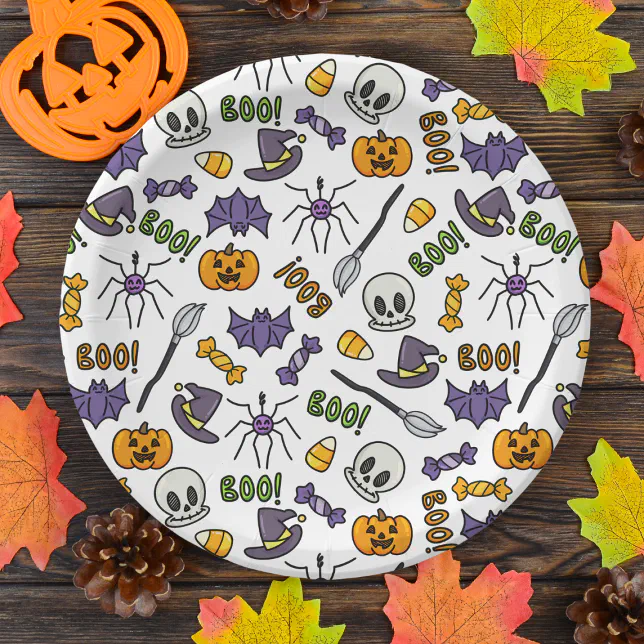 Classic Cartoon Kids Halloween Party Paper Plate | Zazzle
