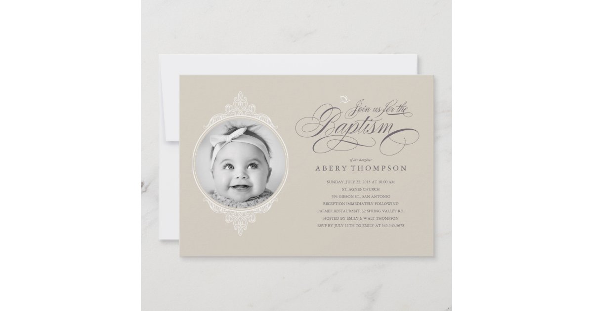 Classic Catholic Baptism Photo Invitations | Zazzle