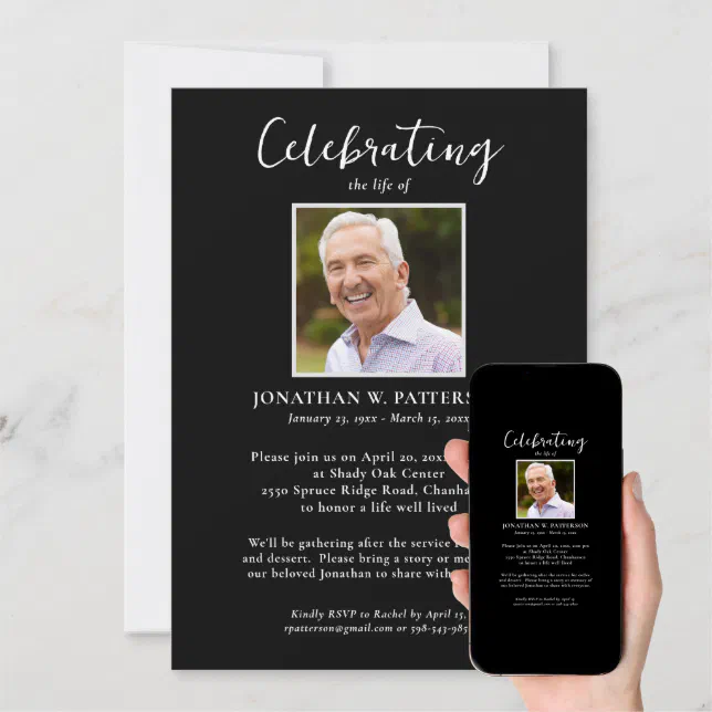Classic Celebration of Life Photos Custom Poem Invitation | Zazzle