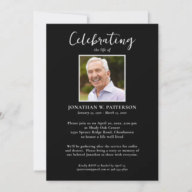 Classic Celebration of Life Photos Custom Poem Invitation | Zazzle