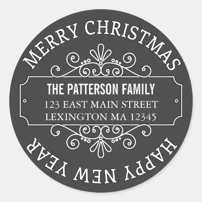 Classic Chalkboard Merry Christmas Label | Zazzle