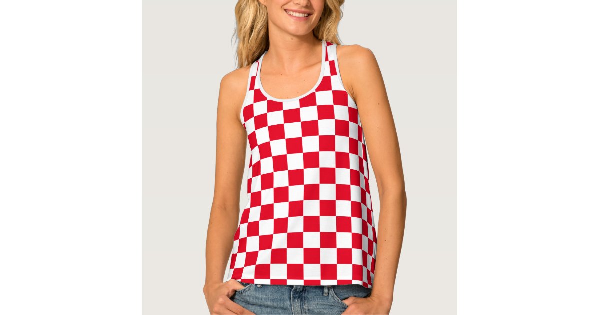 Classic Checkered (chequered) Red and White Tank Top | Zazzle