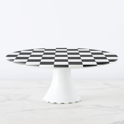 Classic Checkered Racing Check Black White Sport Cake Stand | Zazzle