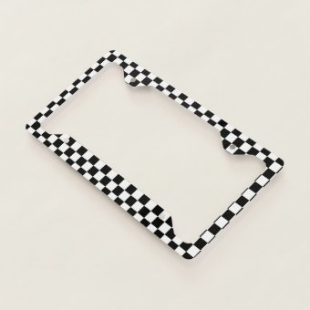 Classic Checkered Racing Sport Check Black White License Plate Frame ...