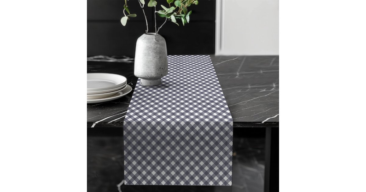 Classic Checkered Table Runner in Navy and Blue | Zazzle