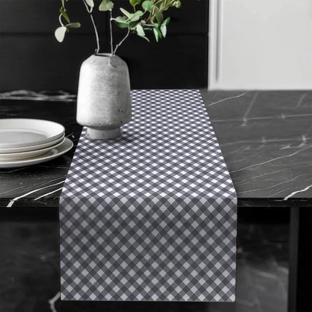 Classic Checkered Table Runner in Navy and Blue | Zazzle