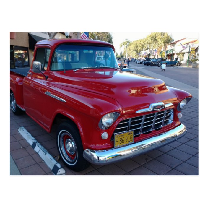 Classic Cherry Red Chevy Pick-Up Truck at Car Show Postcard | Zazzle.com