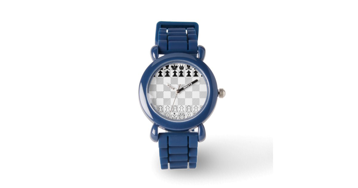 Classic chess board watch | Zazzle