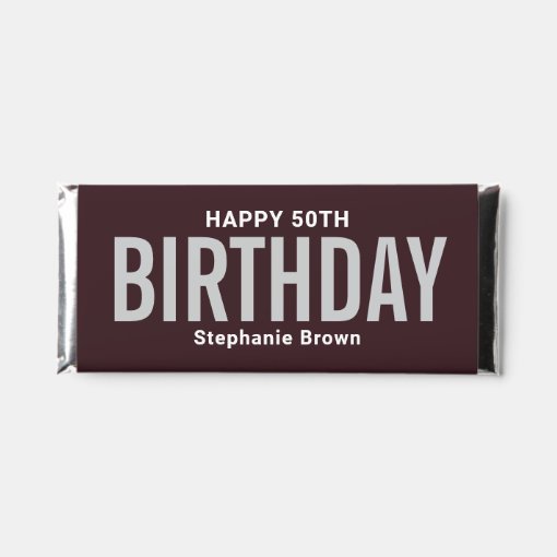 Classic Chocolate Brown Custom Happy Birthday Hershey Bar Favors | Zazzle