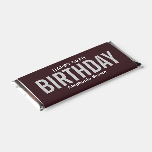 Classic Chocolate Brown Custom Happy Birthday Hershey Bar Favors | Zazzle