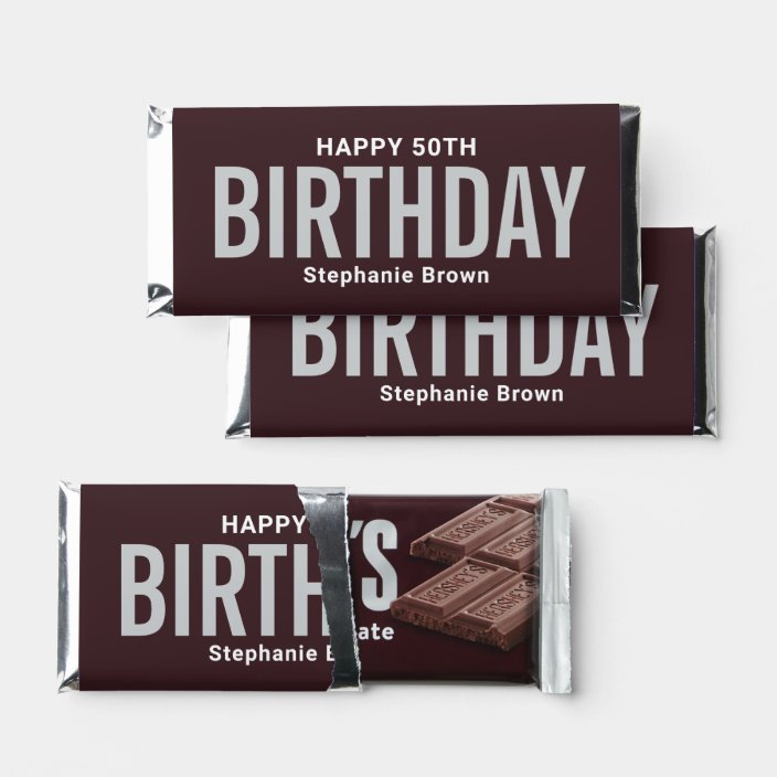 Classic Chocolate Brown Custom Happy Birthday Hershey Bar Favors ...