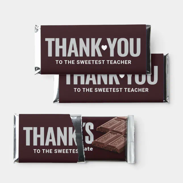 Classic Chocolate Brown Custom Teacher Thank You Hershey Bar Favors ...