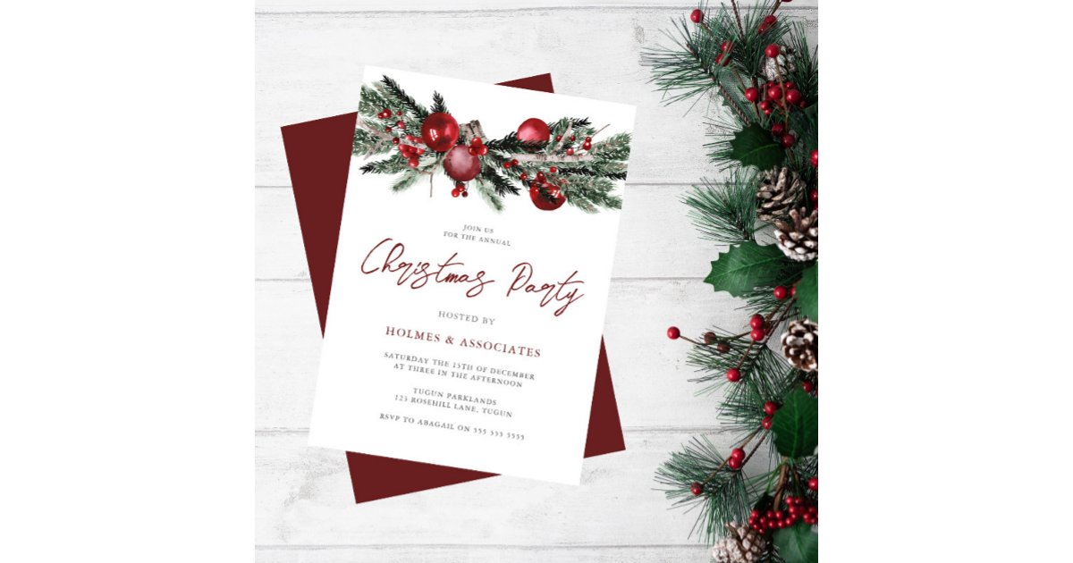 Classic Christmas Office Corporate Christmas Party Invitation | Zazzle