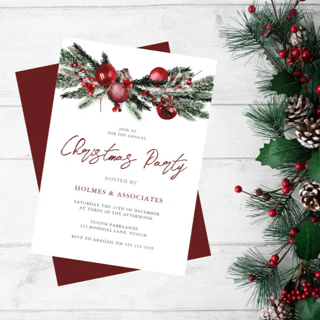 Classic Christmas Office Corporate Christmas Party Invitation | Zazzle
