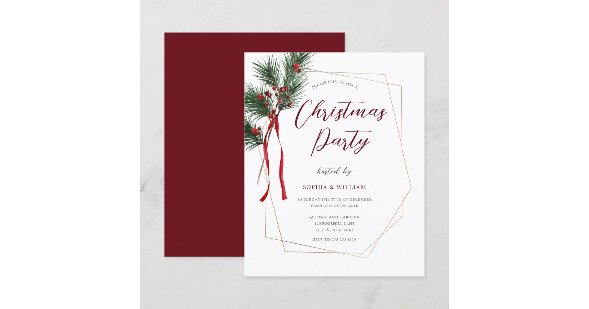 Classic Christmas Party Frame Budget Invitation | Zazzle