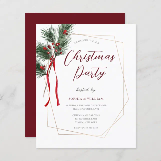 Classic Christmas Party Frame Budget Invitation | Zazzle