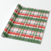 Classic Christmas Red Green and White plaid Wrapping Paper | Zazzle