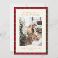 Classic Christmas Red Green Plaid Portrait Photo Holiday Card | Zazzle