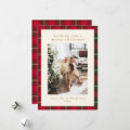 Classic Christmas Red Green Plaid Portrait Photo Holiday Card | Zazzle