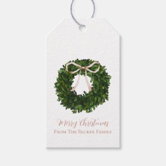 Classic Christmas Wreath Gift Tags - Customizable | Zazzle