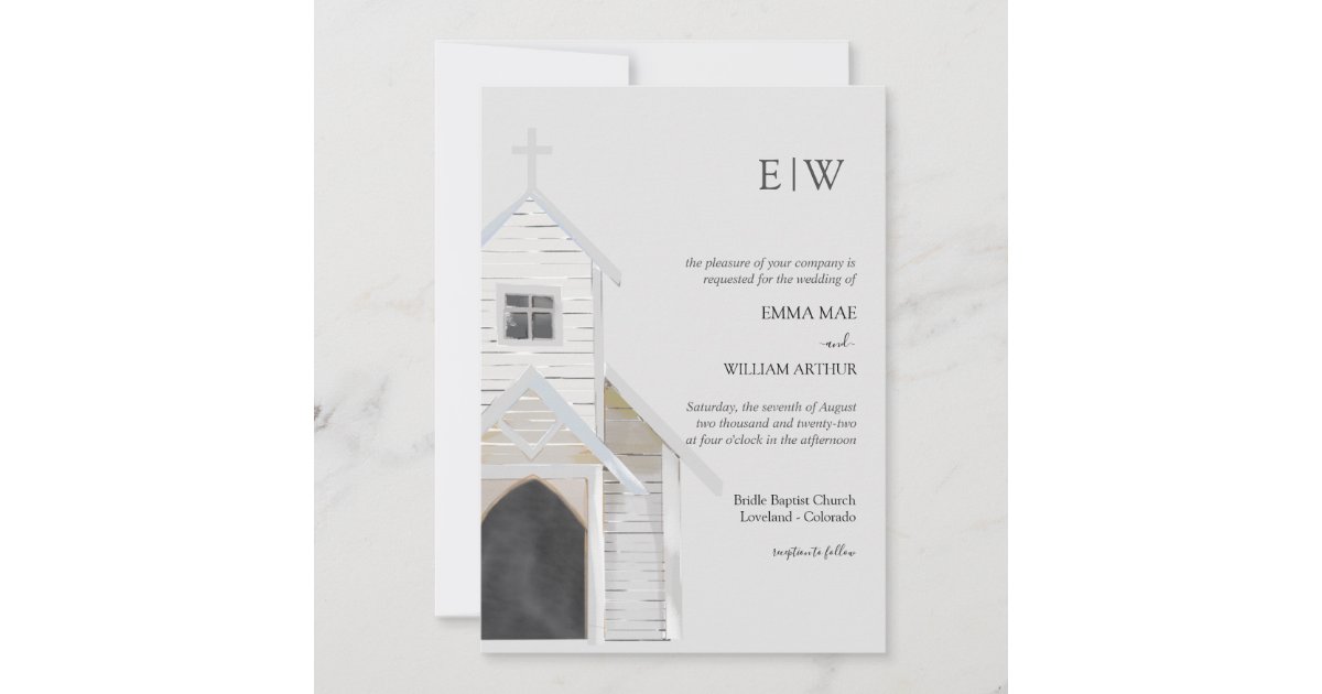 Classic Church Wedding Invitation | Zazzle