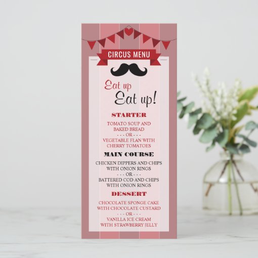 Classic Circus Poster Children's Birthday Menu | Zazzle
