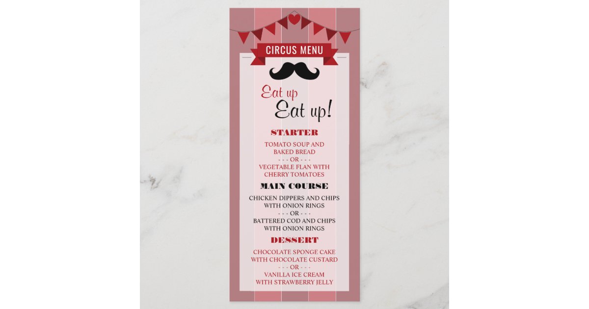 Classic Circus Poster Children's Birthday Menu | Zazzle